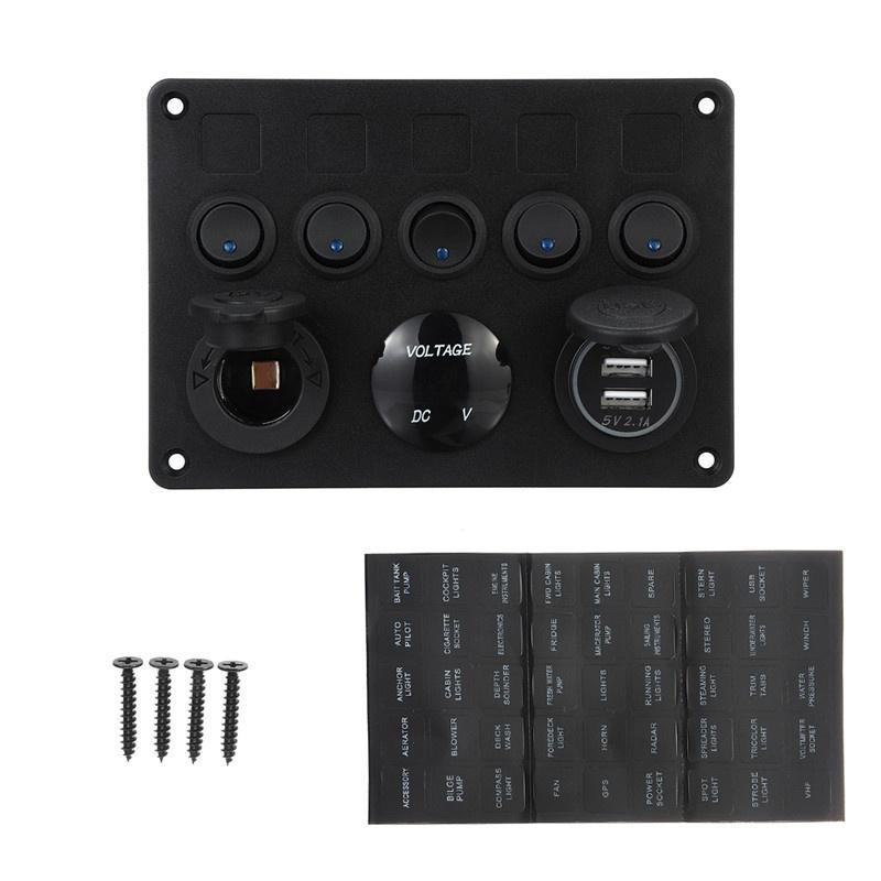 Buy Dual USB Socket Charger + LED Voltmeter + Power Outlet + 5 Gang ...