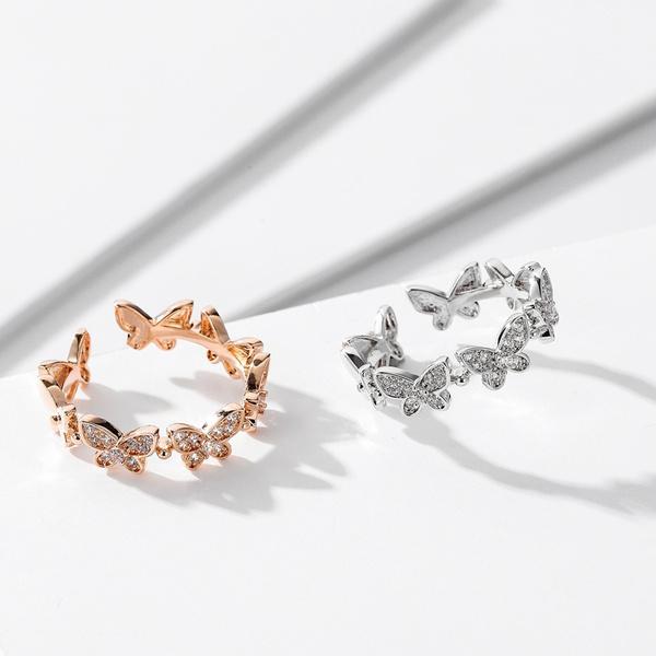 Buy Fashion Rose Gold Dancing Butterfly Rings Insect Open Adjustable ...
