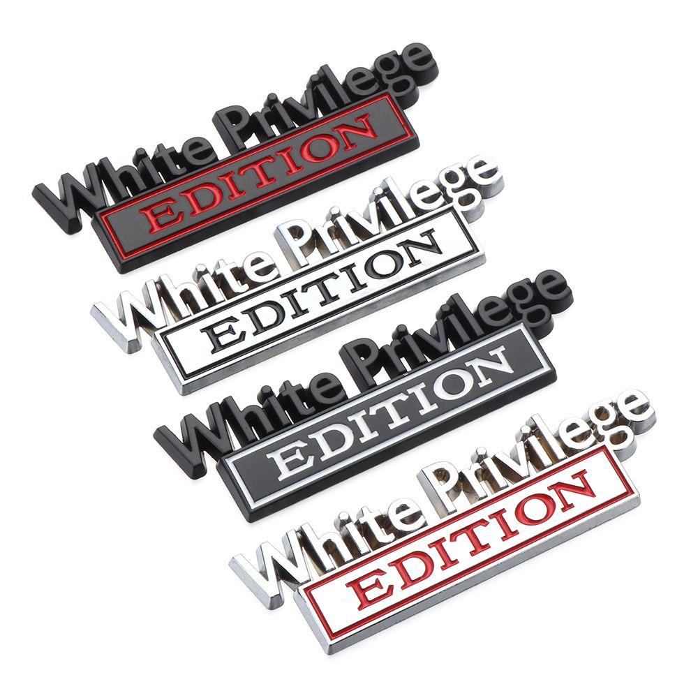 Buy White Privilege Edition Signage Badge Car Exterior Fender Metal Car ...