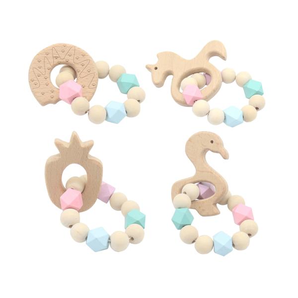 4pcs Teether Hanging Beaded Baby Teether Teething Accessory Molar Stick ...