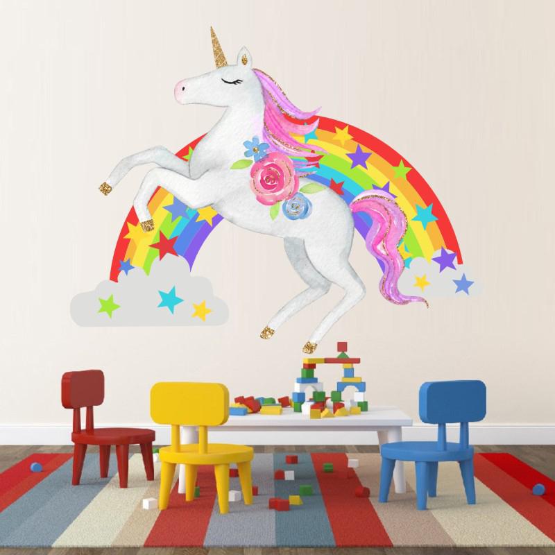 Buy Horse Unicorns Theme Wall Sticker Diy Rainbow Wall Decal For Room ...