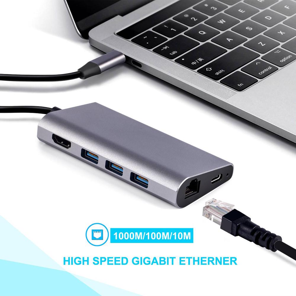 Buy USB C Hub 8 In 1 Aluminum Multi Port Adapter Type C Combo Hub for ...