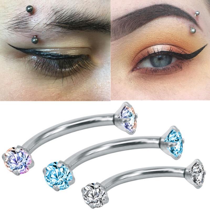 Buy 1PC Fashion Personality Zirconia Titanium Eyebrow Nail Thread Spire ...