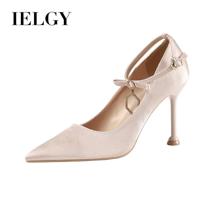 IELGY High heels sexy pointed shallow mouth metal rhinestone 9CM fine ...