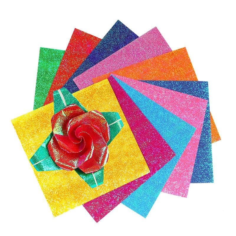 Buy 50pcs/set Square Origami Paper Single Side Shining Laser Folding ...