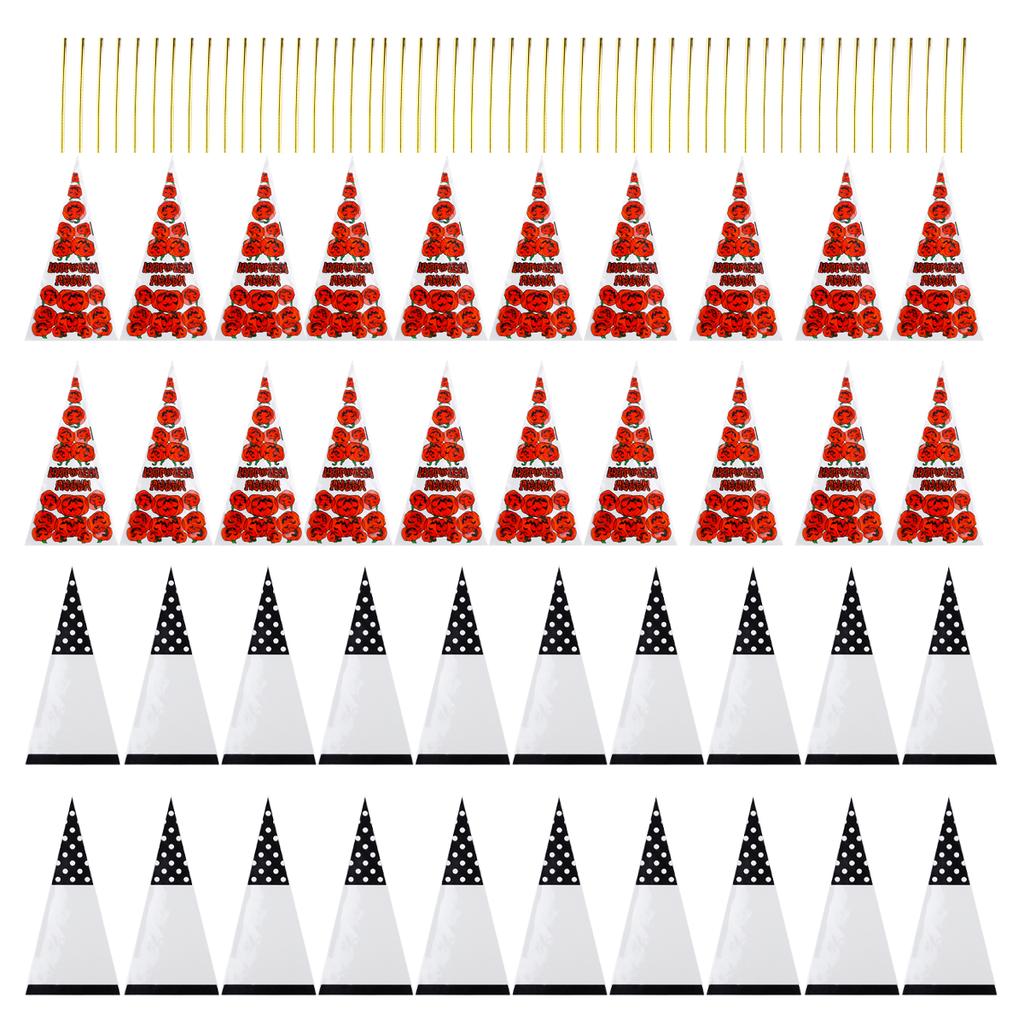 200pcs Candy Bag Triangle Cone Bags Packing Bag with 200pcs Twist Ties ...