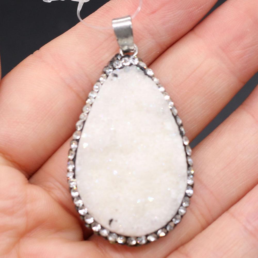 Buy Natural stone pendant drop-shaped crystalline germ drilled charms ...
