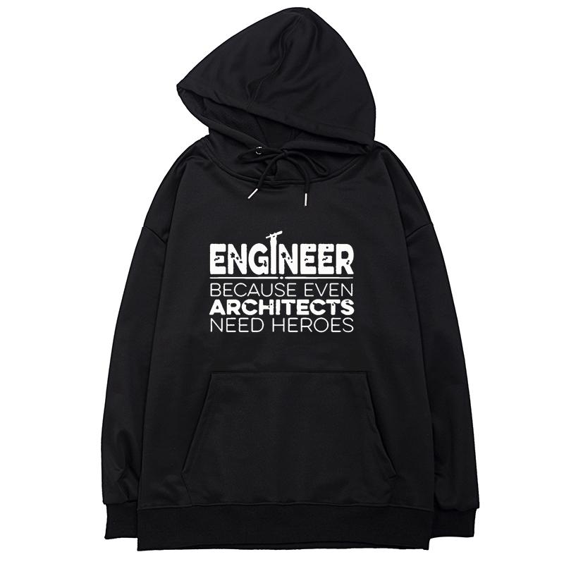 Buy Engineer Printed Black Autumn And Winter Hoodie Long-Sleeved Warm ...