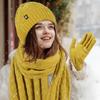 Buy 3Pcs/Set Unisex Winter Beanie Hat Long Scarf Touch Screen Gloves ...