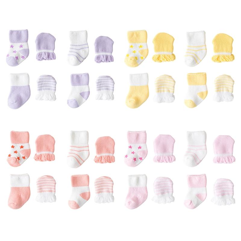 Buy 4 Pairs/Set Baby Newborn Socks Gloves for 0-6 Months Infants ...