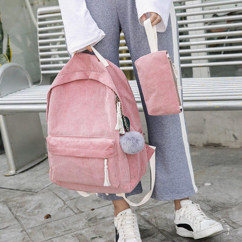 Buy Woman Corduroy Backpack Bag Large Capacity Schoolbag High Middle ...