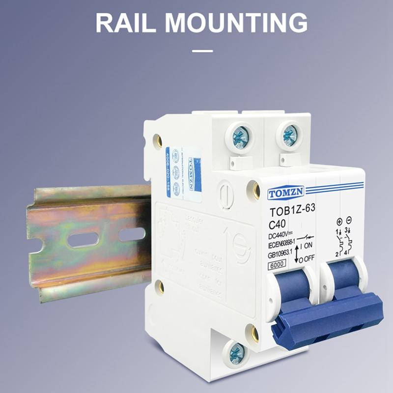 Buy TOMZN 2P DC MCB 6KA 440V Mini Circuit Breaker for Overload and Short Circuit Protection, 63A ...