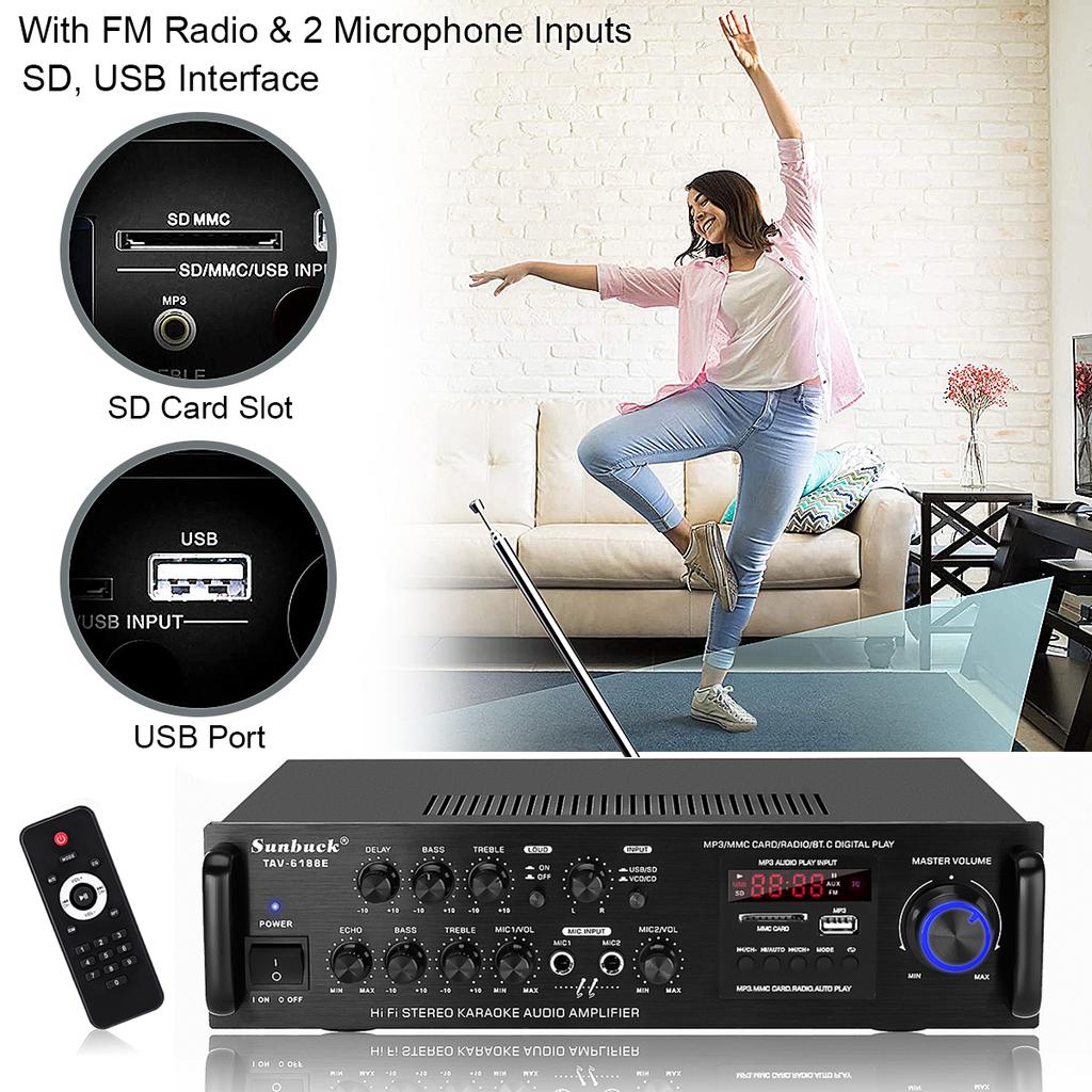 💰Kjøp Audio Power Amplifier 2000W 2 Channel bluetooth 5.0 Audio ...