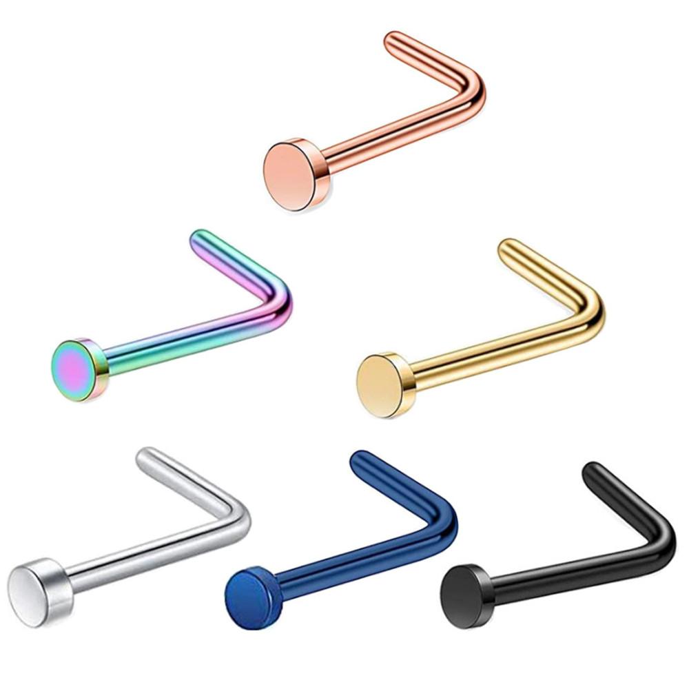 Buy 1 Pair Nose Nails Medical L-shaped Flat Nose Nails Nose Ring ...