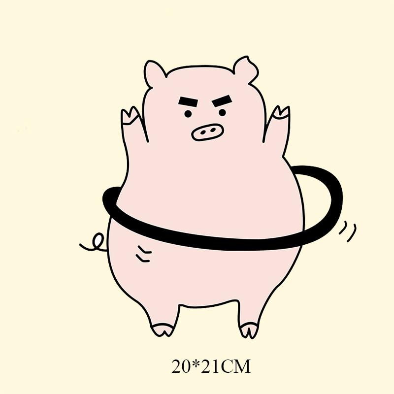 Funny Pig Heat Transfer Iron on Clothes Patches Applique Washable Patch ...
