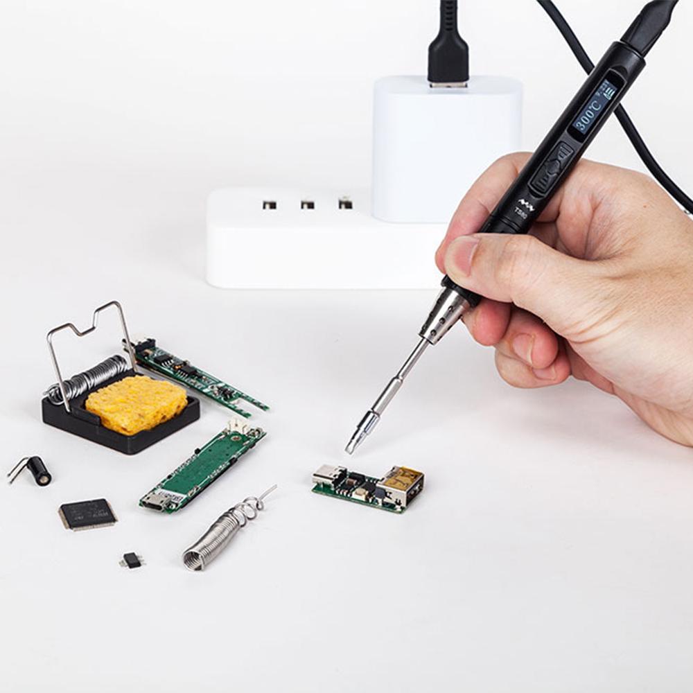 TS80 Mini Akıllı Dijital Lehimleme Demir OLED Taşınabilir USB Type-C ...