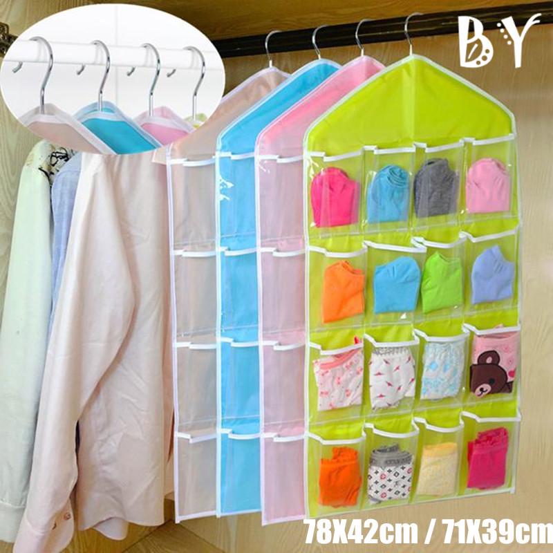 Storage Holders & Racks 16 Pockets Clear Hanging Bag Storage Organizer ...