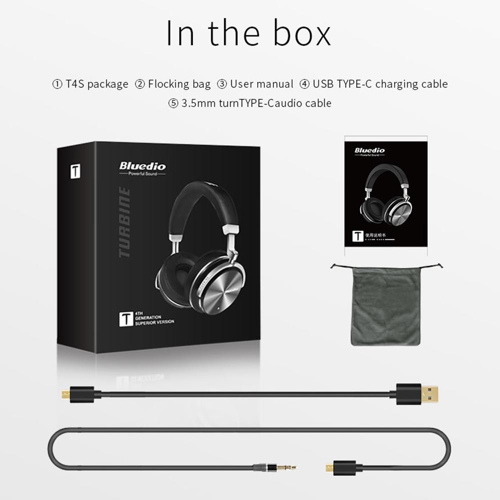 Buy Bluedio T4S Bluetooth 4.2 Headphones Noise Cancellation Over-ear ...