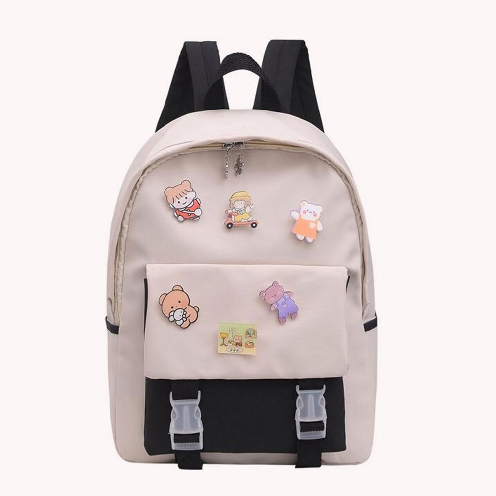 Buy Women Preppy Style Hit Color Backpack with Badge Large Capacity ...