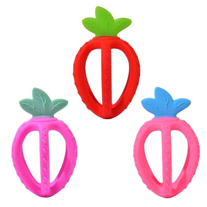 Buy Baby Silicone Strawberry Teether Newborn Infant Chewing Teething ...