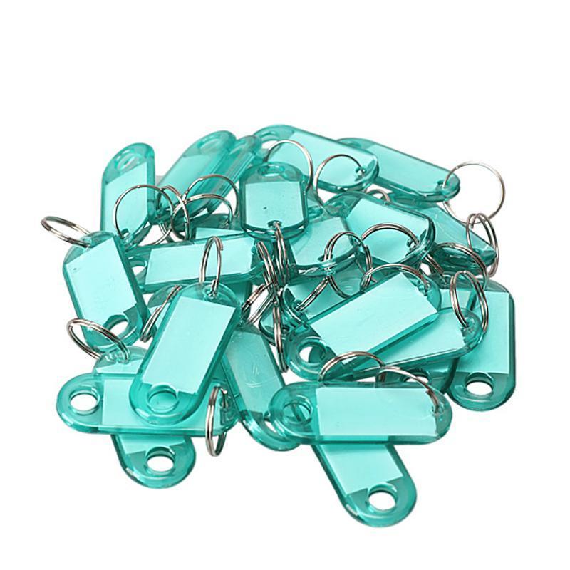 Buy 100 Pcs Colorful Clear Plastic Key Ring Name Adress Tags Keyring ...