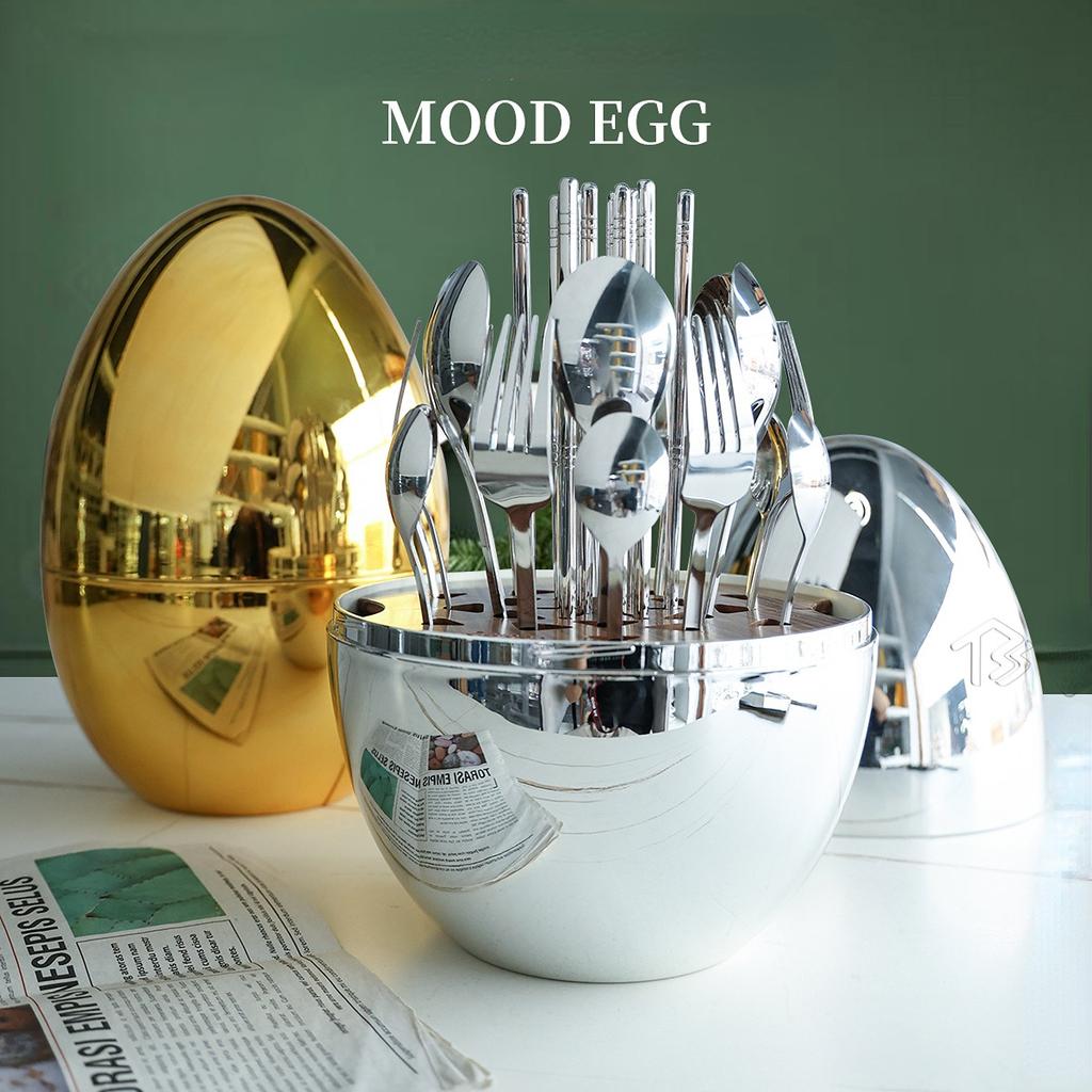 Buy Tableware Egg Knife, Fork and Spoon Mood Mood Egg 24-Piece Set ...