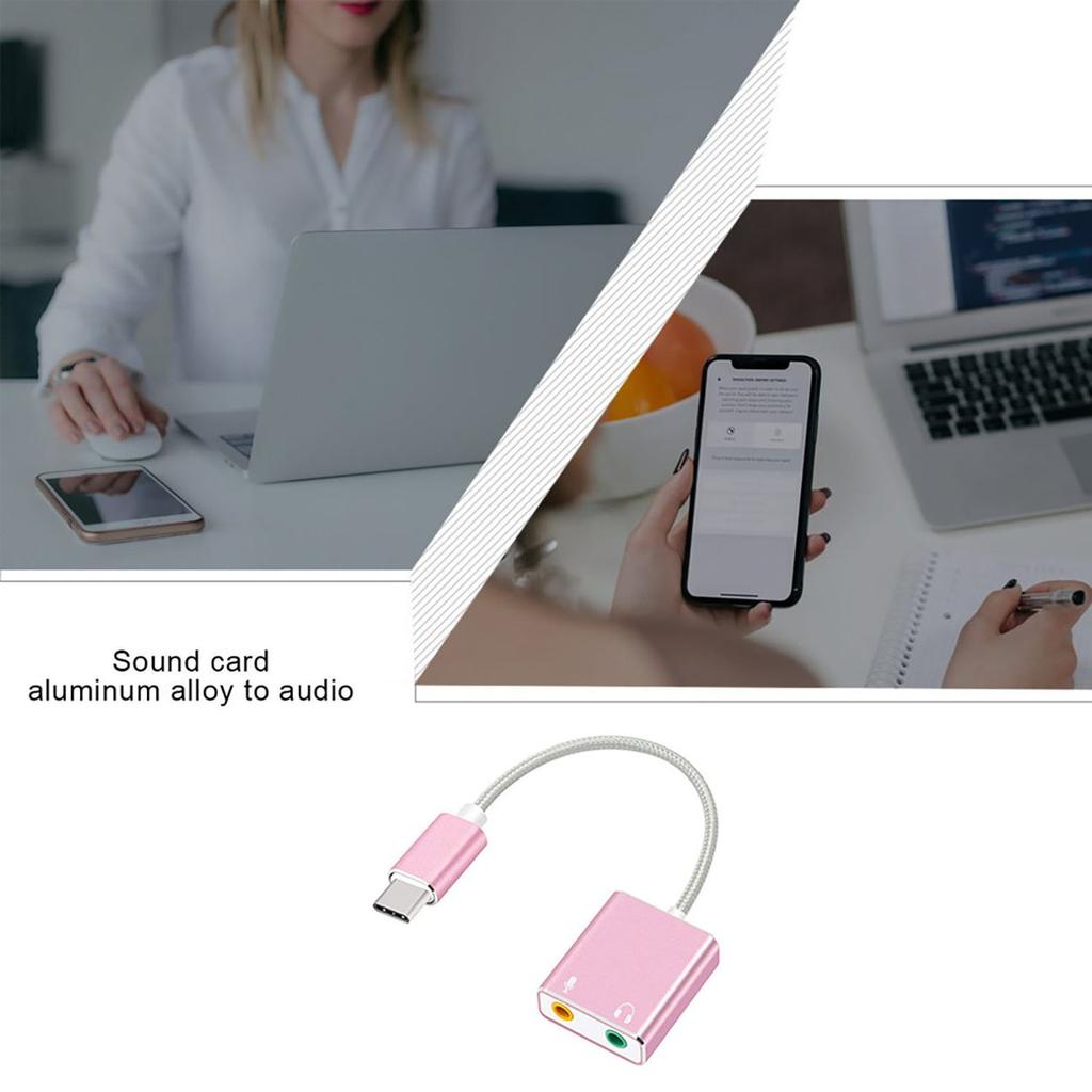 UUAA USB Sound Card Aluminum Alloy Type-C To Audio Home Mobile Phone ...
