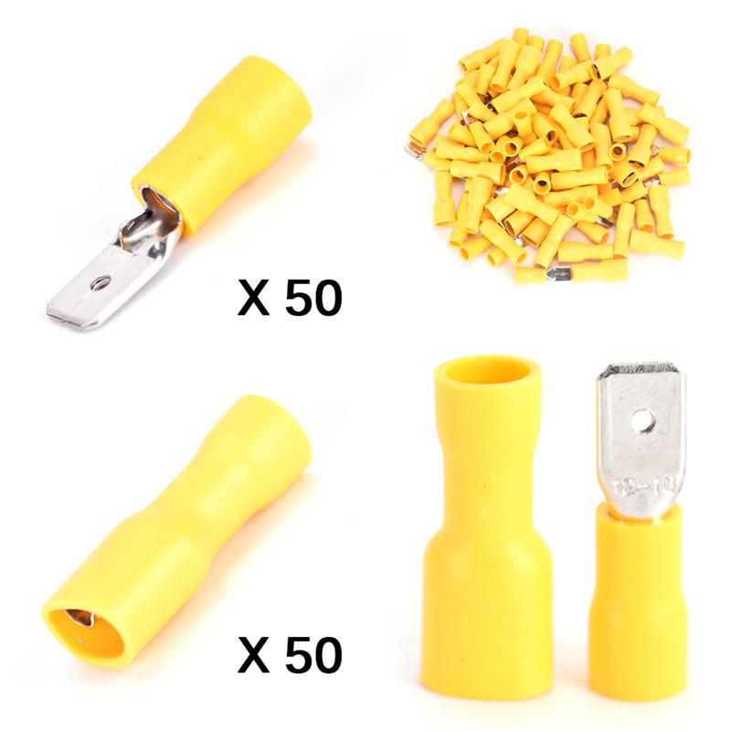 Buy 100Pcs Practical Yellow Assured Crash Terminal Insulated Electrical ...