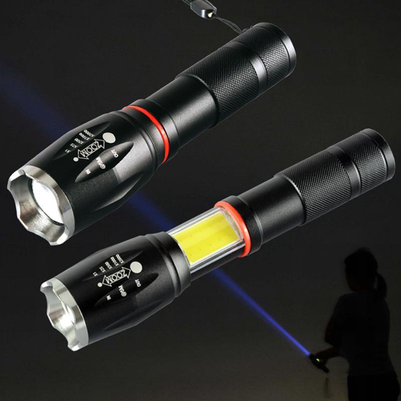 COB T6 led Flashlight 6-Modes Telescopic Focus Flashlight Working Lamp ...