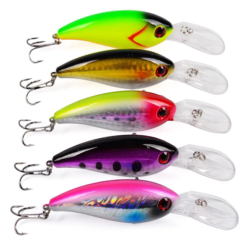 Buy 5 Colors Crankbait Fishing Lure Crank Bass Bait Plastic Wobbler ...