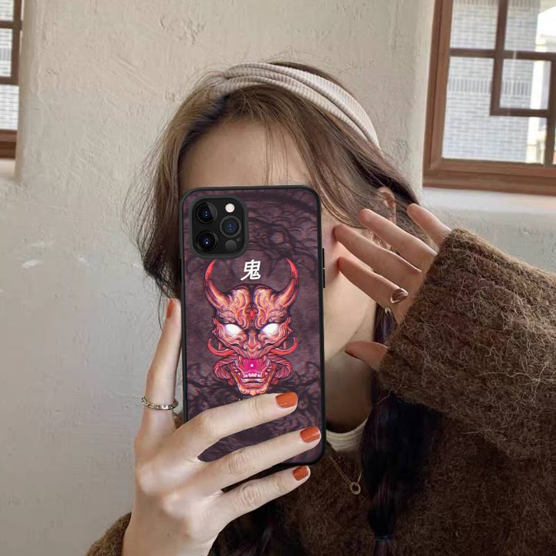 YNDFCNB Japanese Oni Hannya Demon Mask Phone Case for iPhone 11 12 13 ...