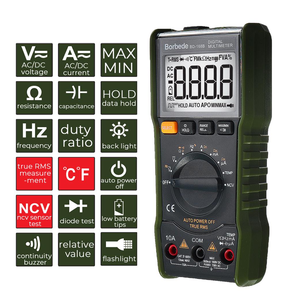 Buy MUSTOOL Digital Multimeter Transistor Tester Capacitor Automotive ...
