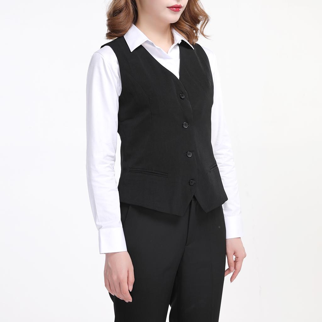 Buy Women Dress Suit Vest Sleeveless Work Cafe Bar Waitress Uniform ...