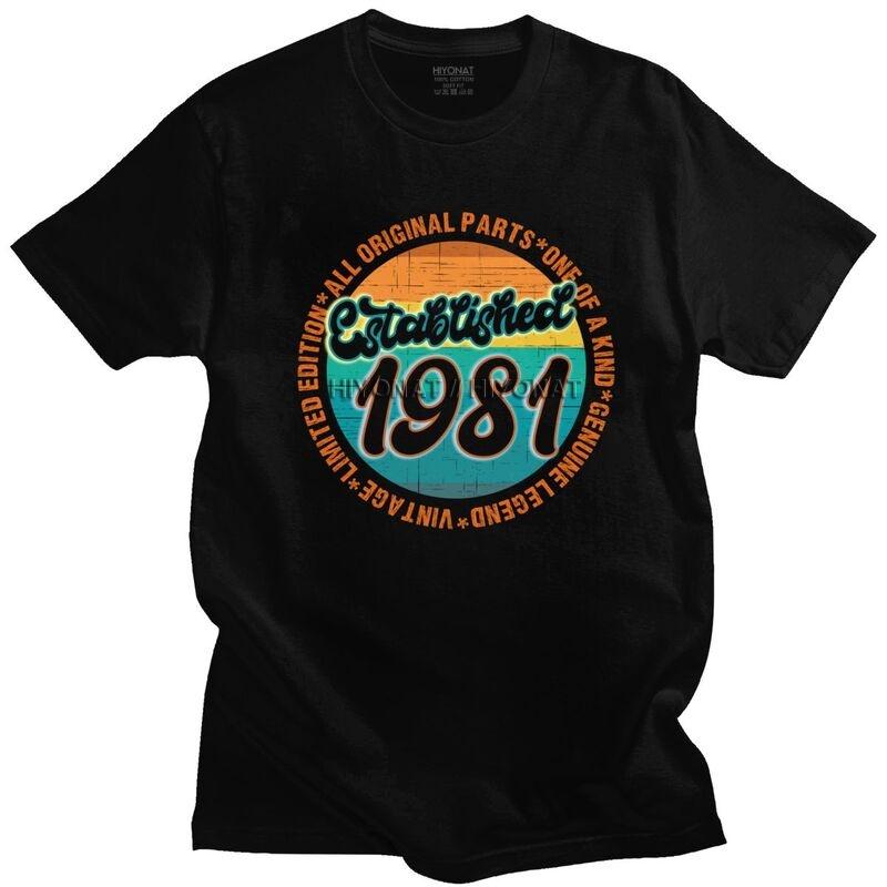 Buy Fashion Vintage Established 1981 Born In 80s T Shirt Men Short ...