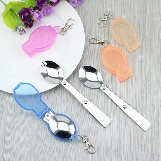 Portable Stainless Steel Spoon Fork Folding Hiking Camping Utensil ...