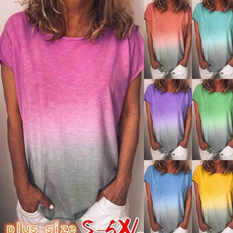 Women's Summer Oversize Rainbow Gradient Printed Fringe Beach Short ...