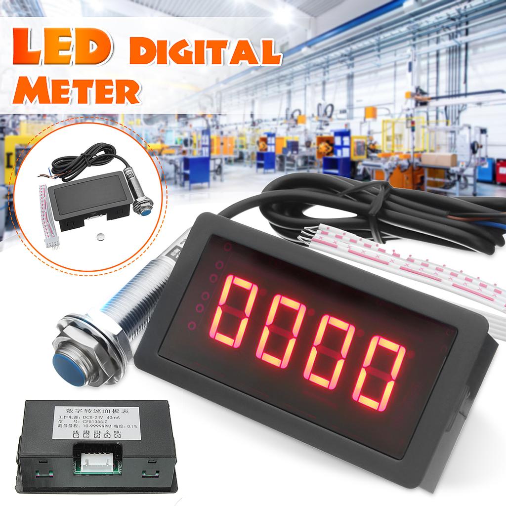 Buy 4 Digital Red LED Tachometer RPM Speed Meter Hall with Proximity ...