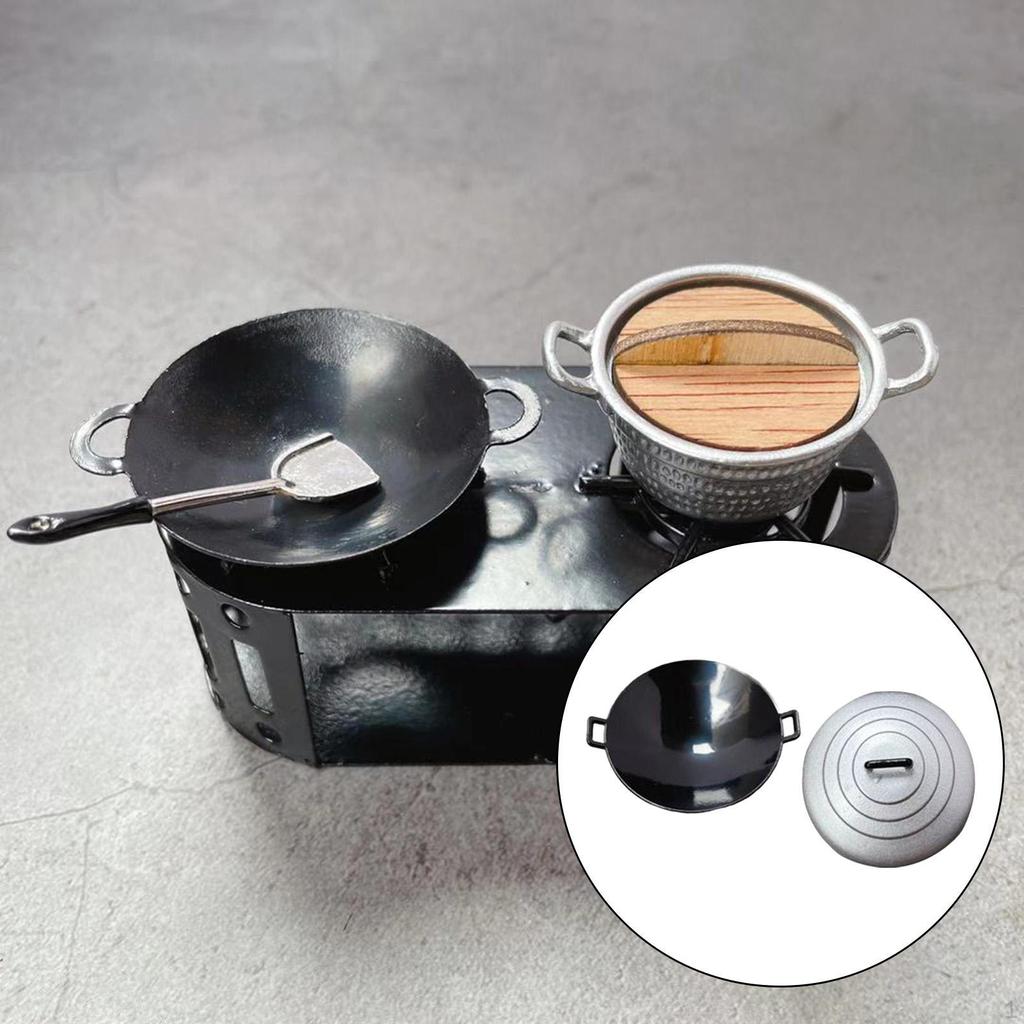 Buy 1:12 Scale Dollhouse Miniature Pot Mini Cooking Supplies Metal Pan ...