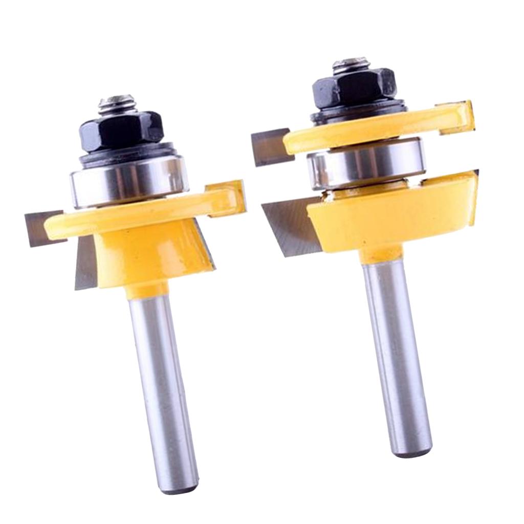 Buy 2Pcs 8mm Shank Tongue and Groove Router Bit Wood Milling Cutter at ...