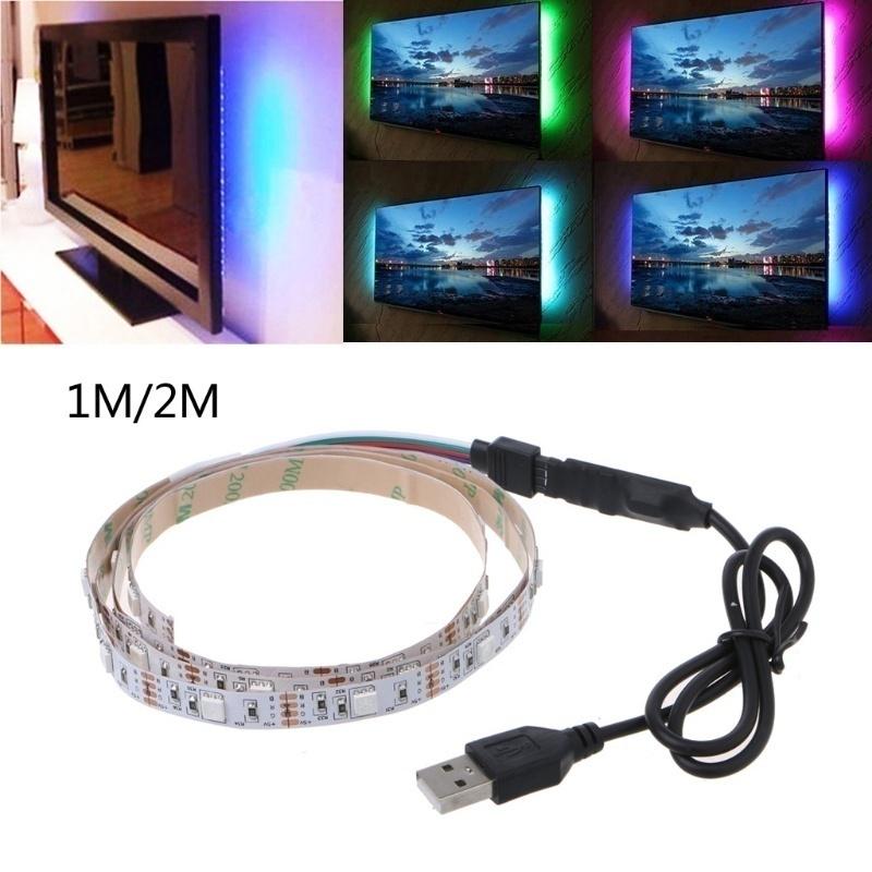 Buy 1 Set USB Powered DC 5V LED Color Rainbow Strip Light 30leds/m 5050 RGB Tape Remote ...