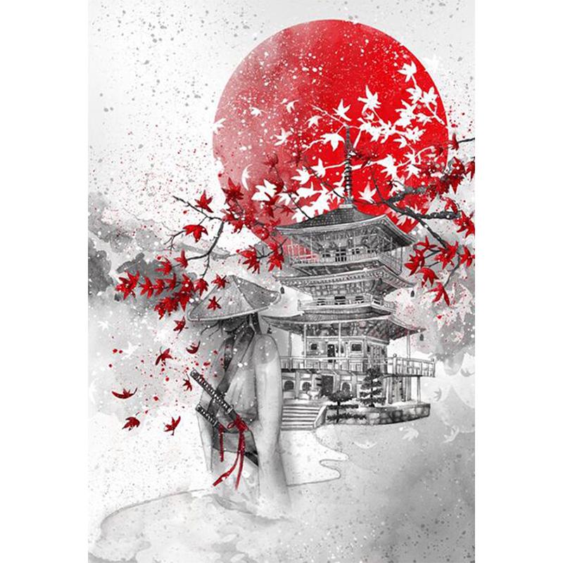 Buy 5D DIY Diamond Painting Cross Stitch Japanese Bushido Sakura ...