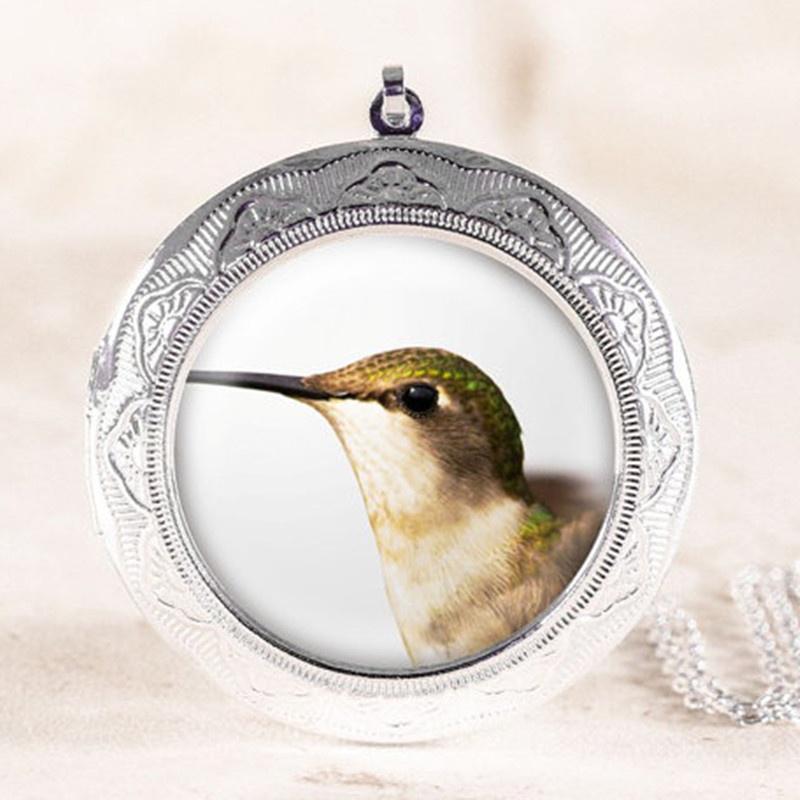 Buy Hummingbird Locket - Silver Bird Locket, Green Hummingbird Jewelry ...