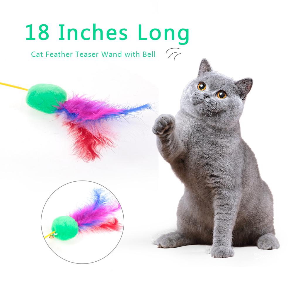 Buy Cat Feather Teaser Wand 18 Inches Long Interactive Feather Teaser ...
