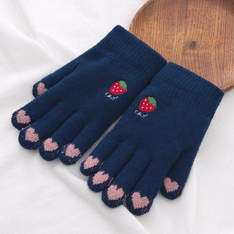 Five Finger Touch Screen Winter Gloves for Girls Pink Warm Mittens ...