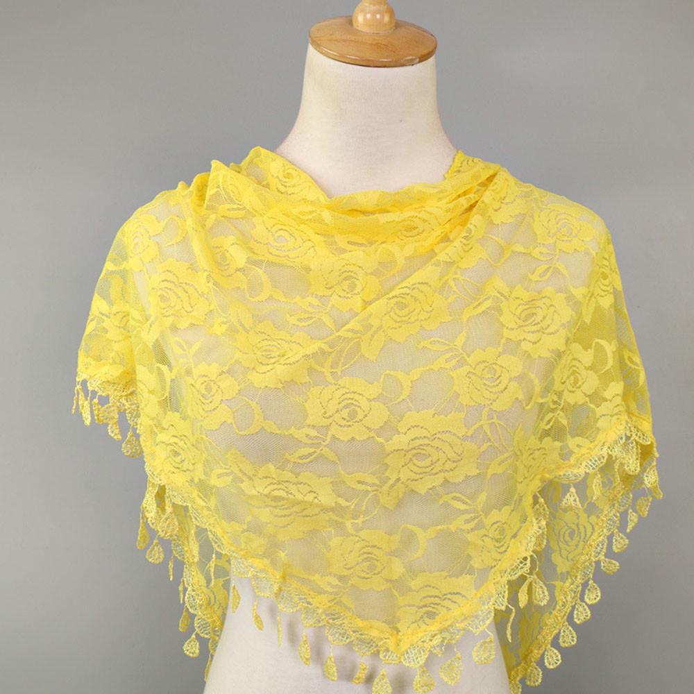 Buy Women Lace Tassel Lady Rose Floral Hollow Scarf Shawl Wraps Scarves ...