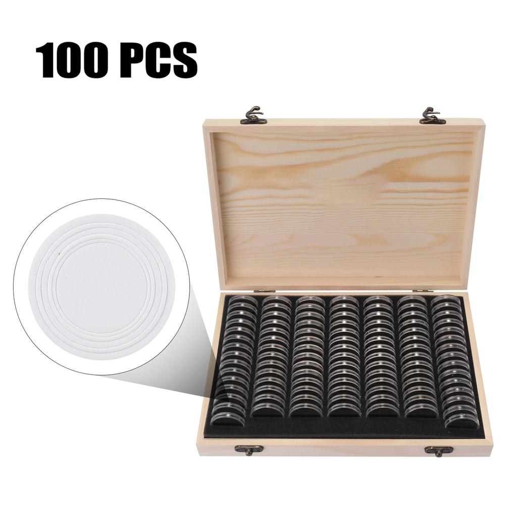Buy Pine Wood Coin Holder Wooden Coins Storage Box for Collectible ...