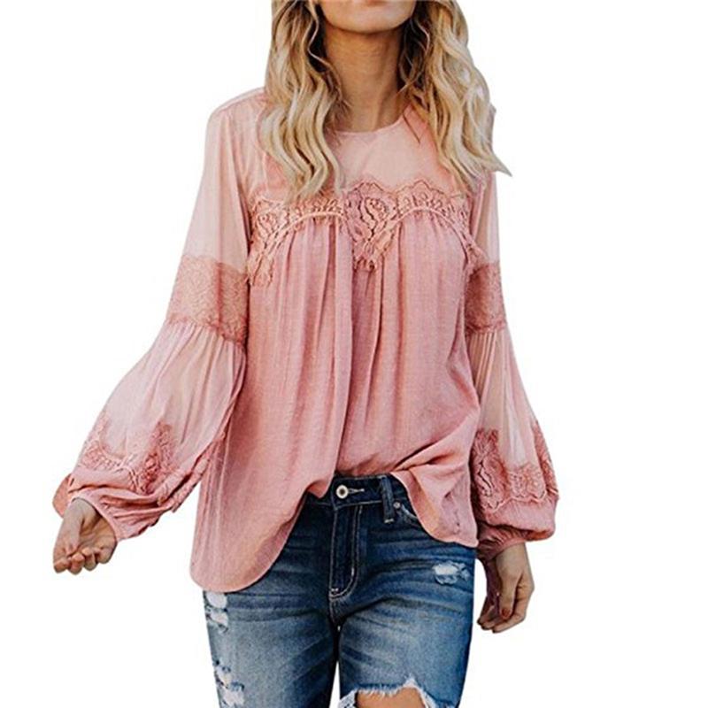 Buy Women's Casual Flax Long Sleeve T-Shirt Puff Sleeve Sexy See ...