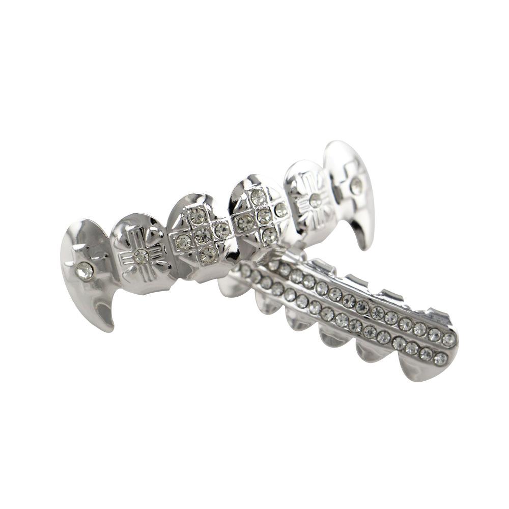 Buy Plated Gold Diamond Teeth Grillz Top Bottom teeth Grill Set For Men ...