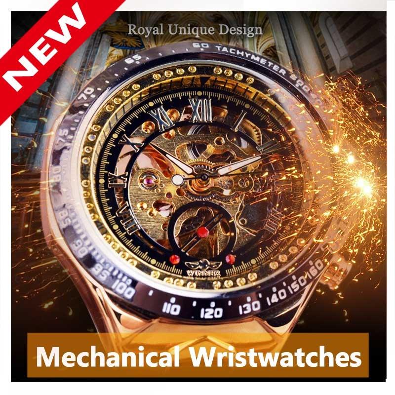 Buy WINNER Sport Design Lunette Gold Men's Skeleton Watch at affordable ...