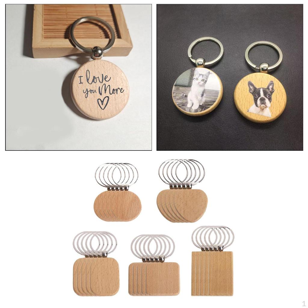 Buy 25x Blank Wood Keychain Key Rings Tags Charms Handbag Purse Hanging ...